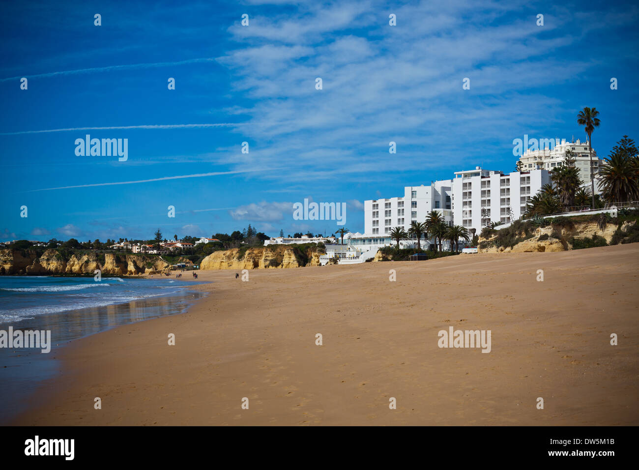 Spain Landscape with Hotel and Sand Beach. Horizontal vignetted shot ...