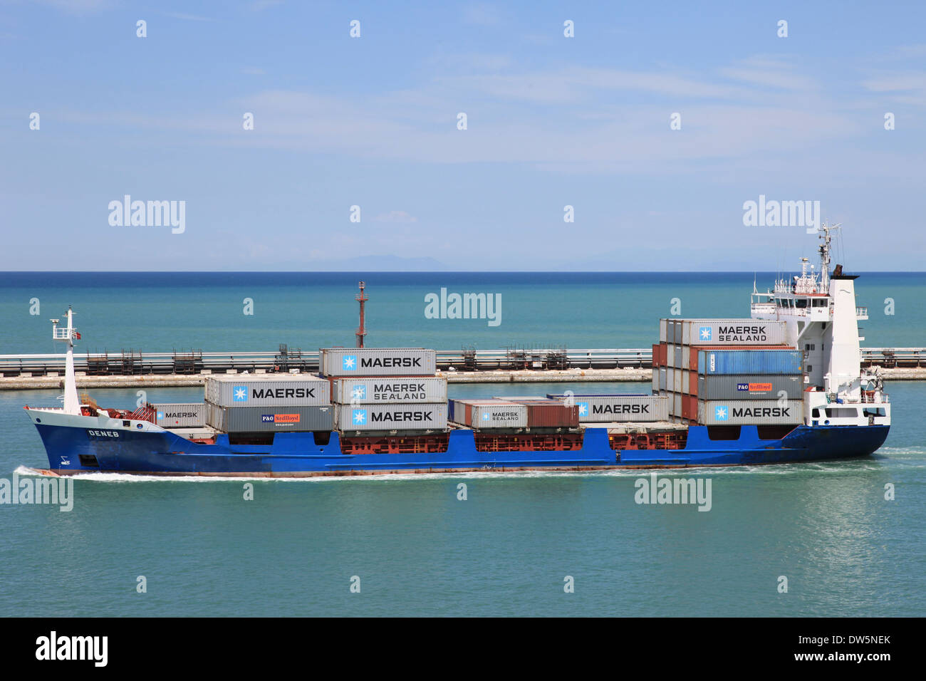 Container ship mv Deneb arriving Livorno Harbor Italy Stock Photo - Alamy