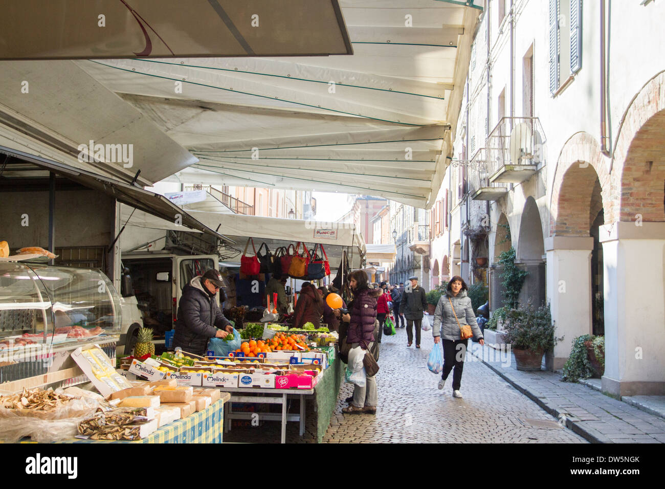 Market in Busseto village, Emilia Romagna, Italy Stock Photo - Alamy