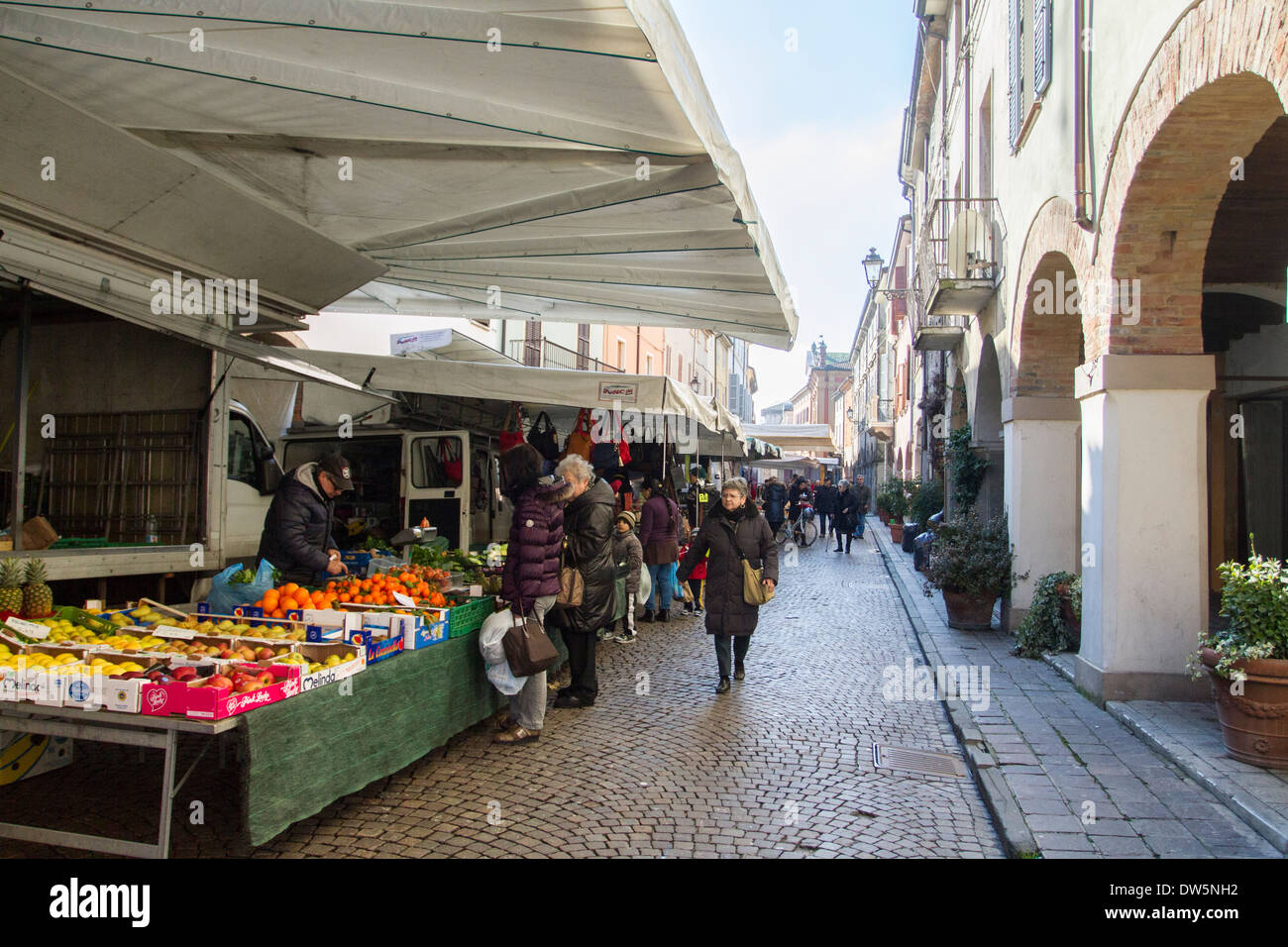 Market in Busseto village, Emilia Romagna, Italy Stock Photo - Alamy