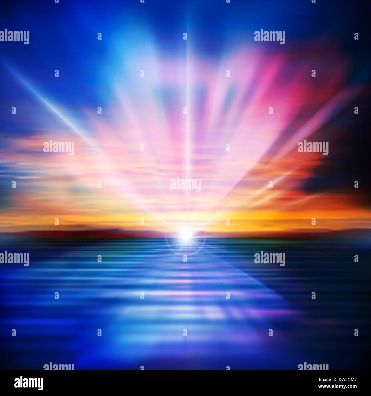 abstract nature blue background with clouds and sea sunrise Stock Photo ...