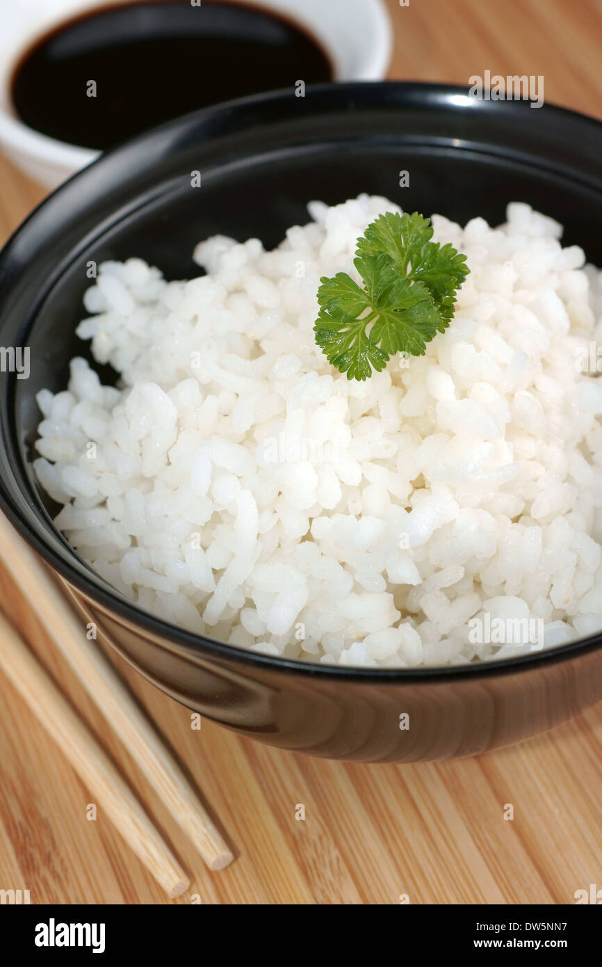 Japanese style sticky rice in a lacquer bowl Stock Photo - Alamy