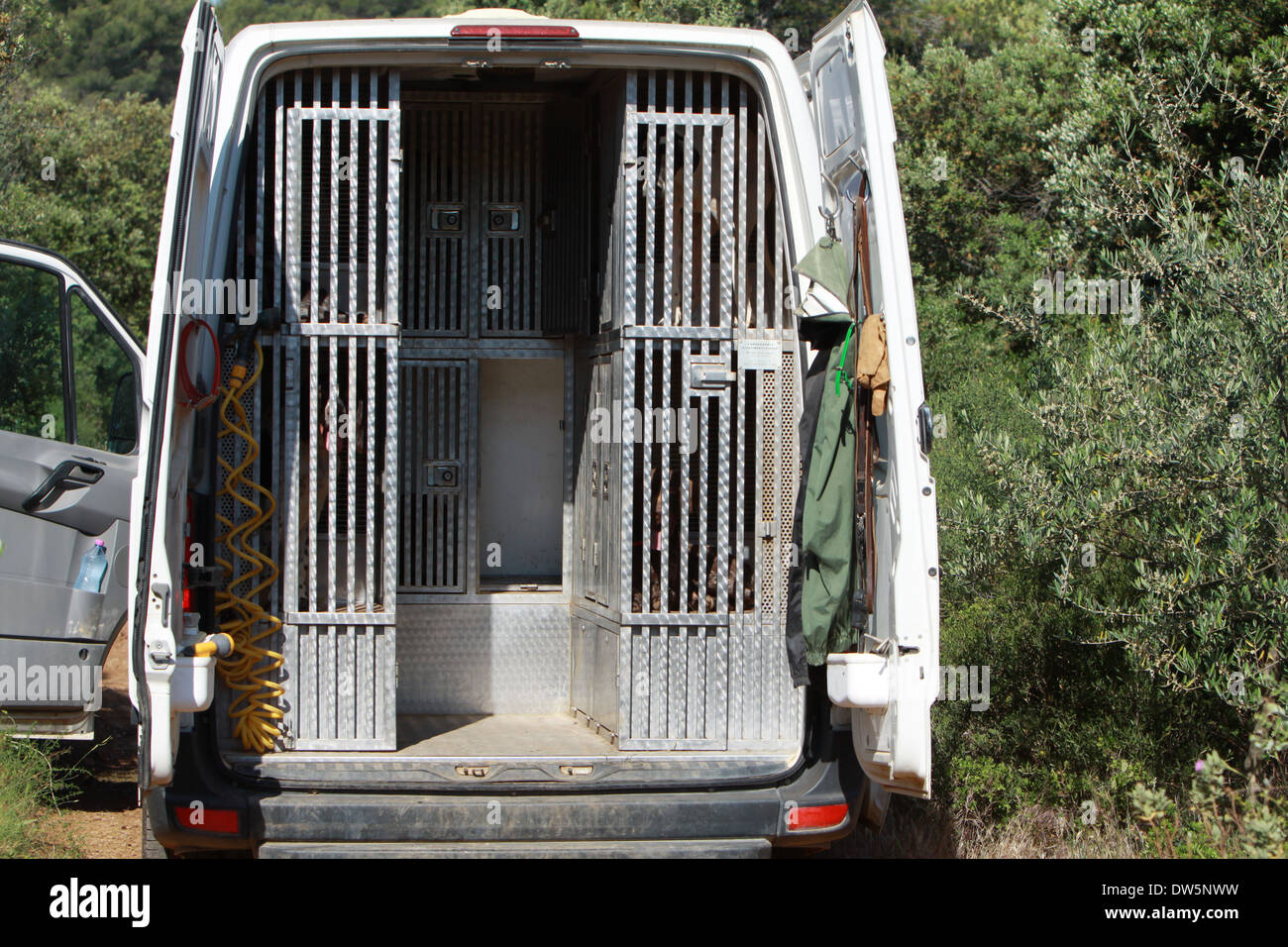 Dog cage in van hi-res stock photography and images - Alamy