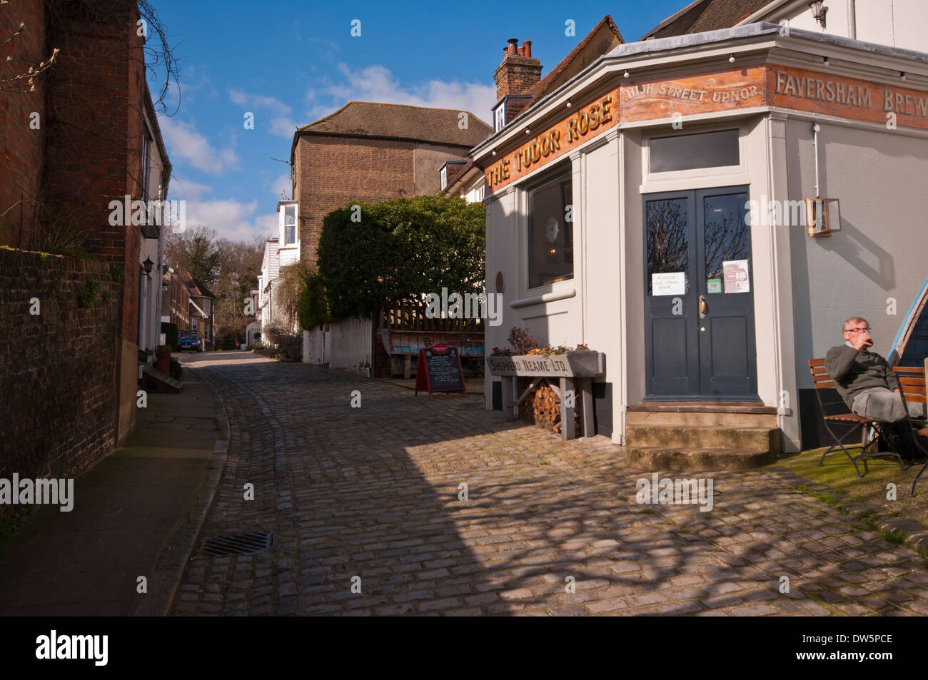 The Cobbled High Street In The Historic Village Of Upnor Kent England ...
