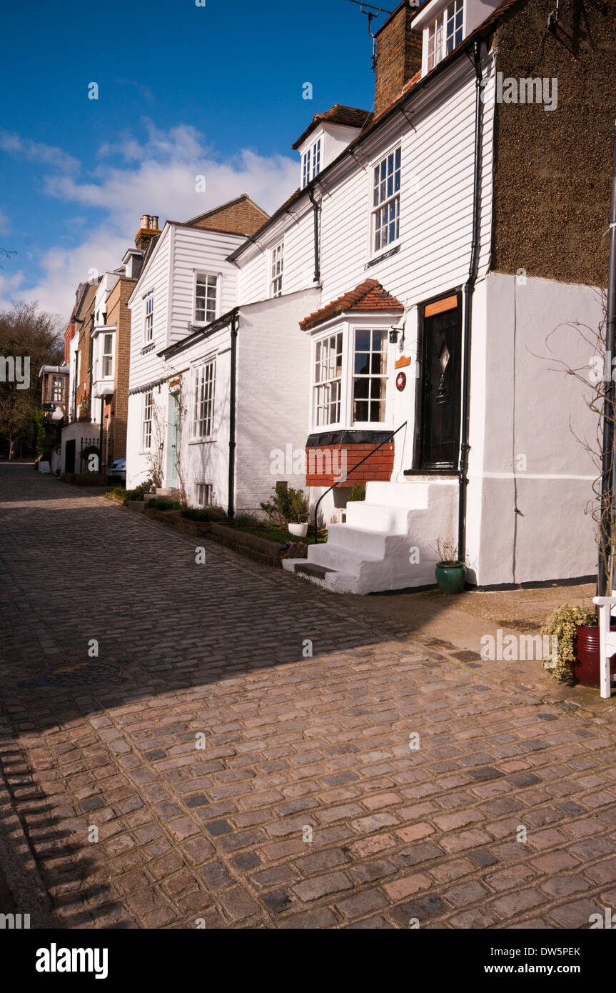 The Cobbled High Street In The Historic Village Of Upnor Kent England ...
