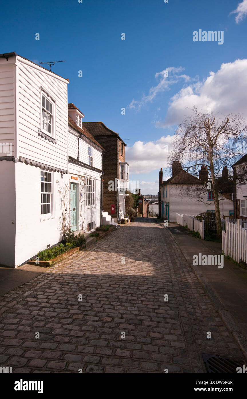 The Cobbled High Street In The Historic Village Of Upnor Kent England ...