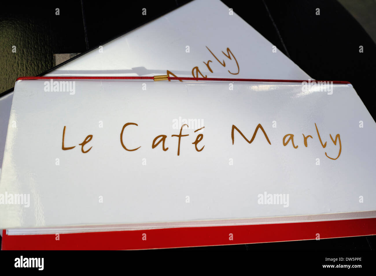 Le Café Marly menu, Paris, France Stock Photo - Alamy