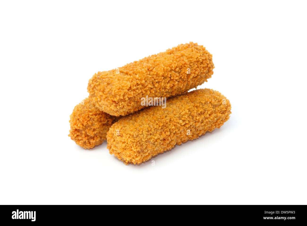 Three Dutch croquettes against white background Stock Photo - Alamy