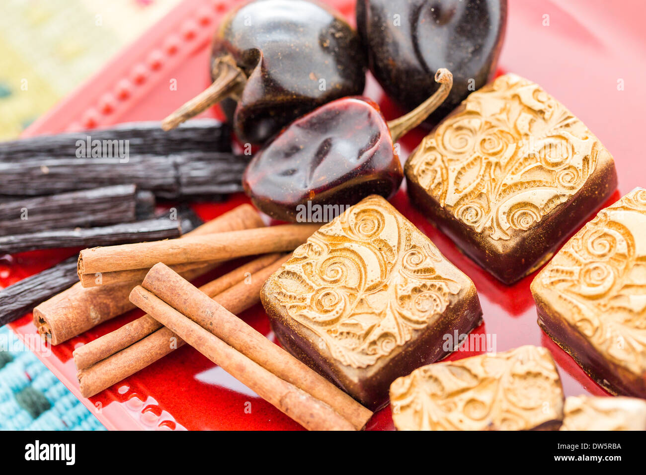 Gourmet Maya spice truffles covered with gold dusting Stock Photo - Alamy