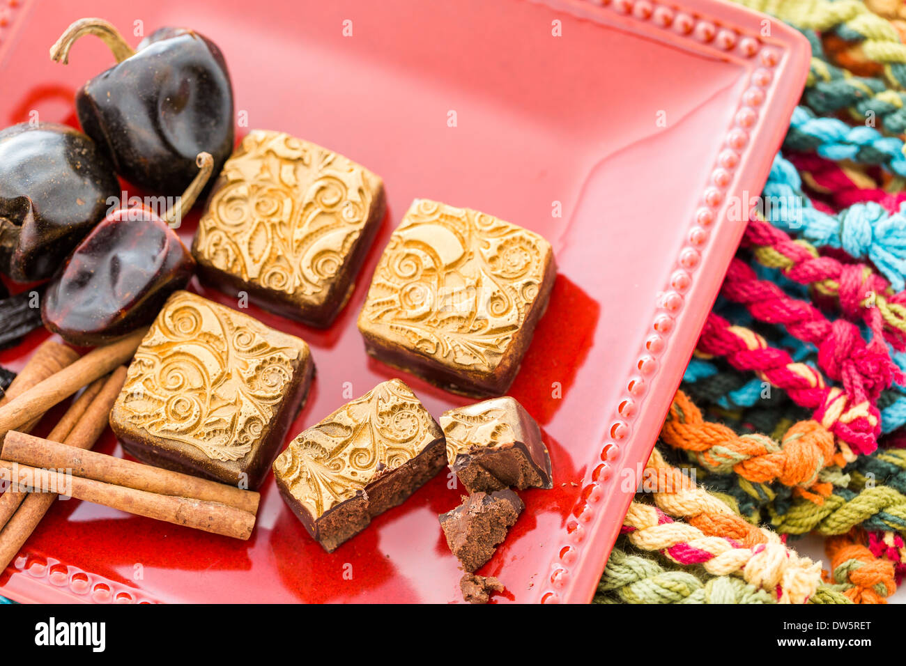 Gourmet Maya spice truffles covered with gold dusting Stock Photo - Alamy
