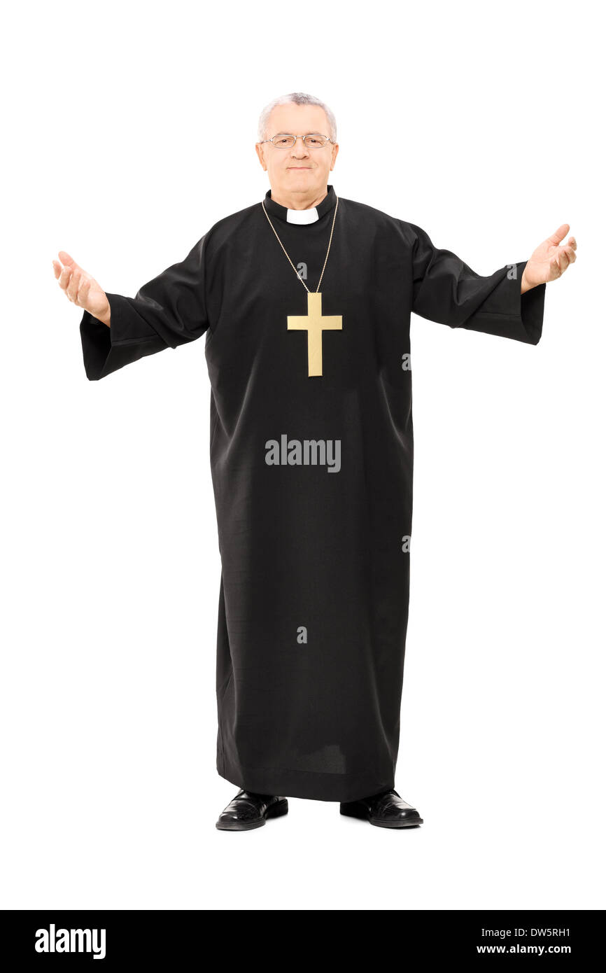 Catholic priest bible in hands Cut Out Stock Images & Pictures - Alamy