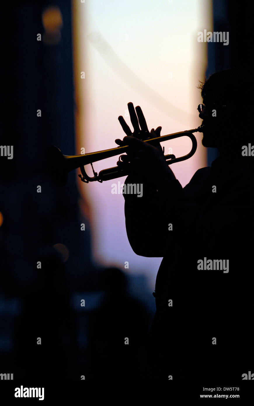 Silhouette musician playing trumpet hi-res stock photography and images ...