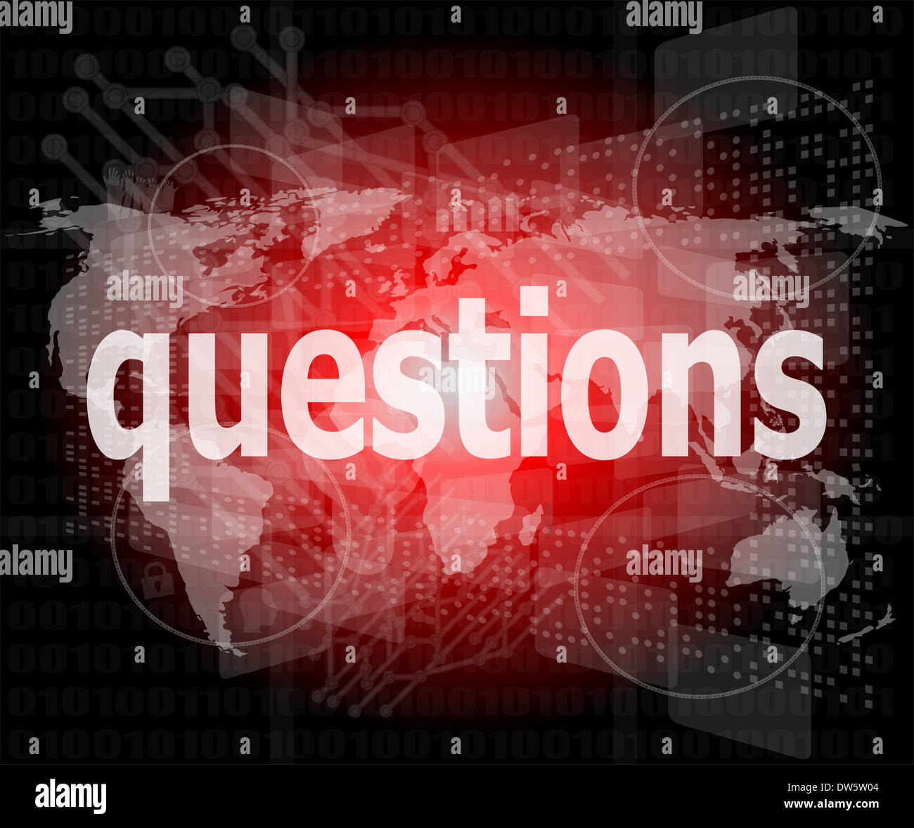 Education concept: words Questions on digital background Stock Photo ...
