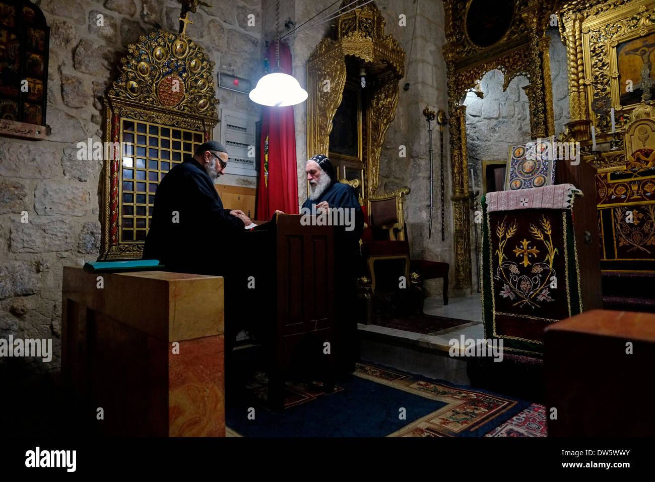 Syriac Orthodox clergy during procession inside San Marcos or Saint ...