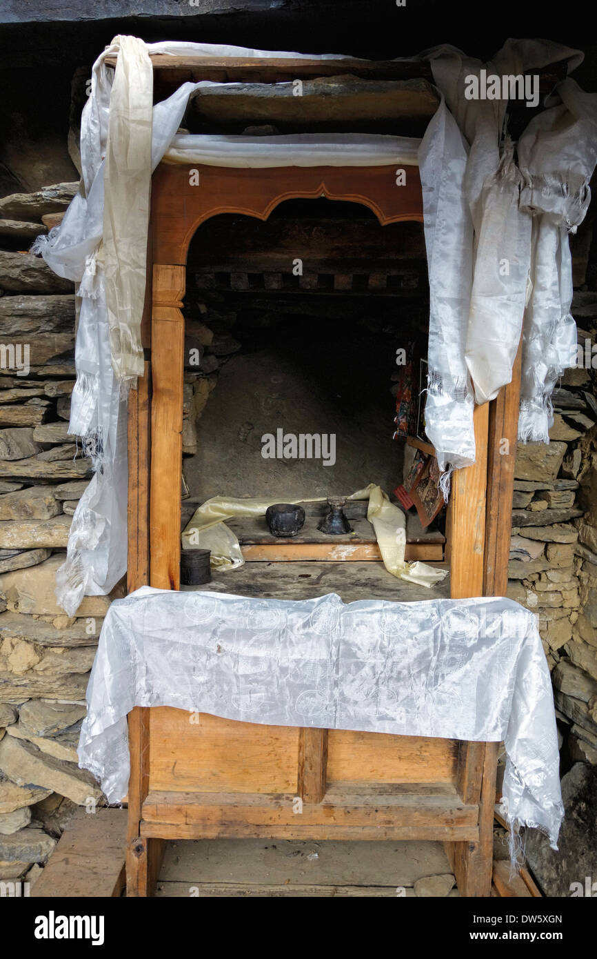 Footprint in rock slab in the Milarepa Cave shrine, Tsum Valley, Nepal ...