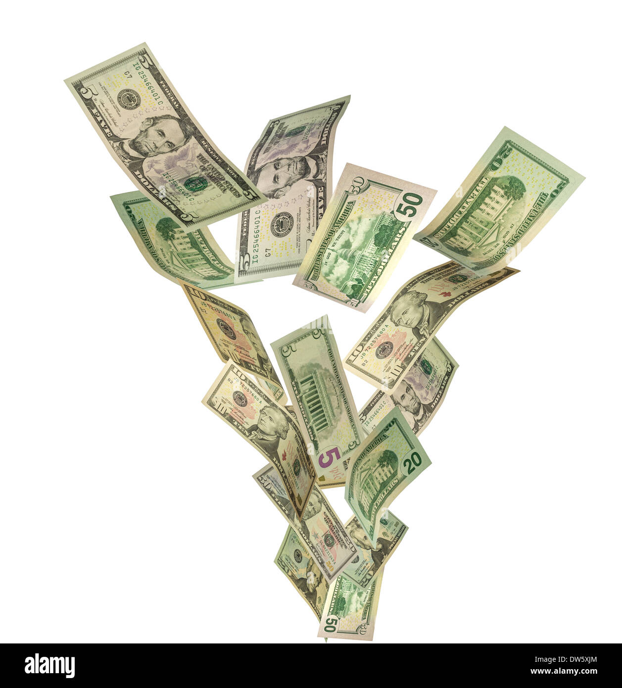Dollars Falling Stock Photo - Alamy