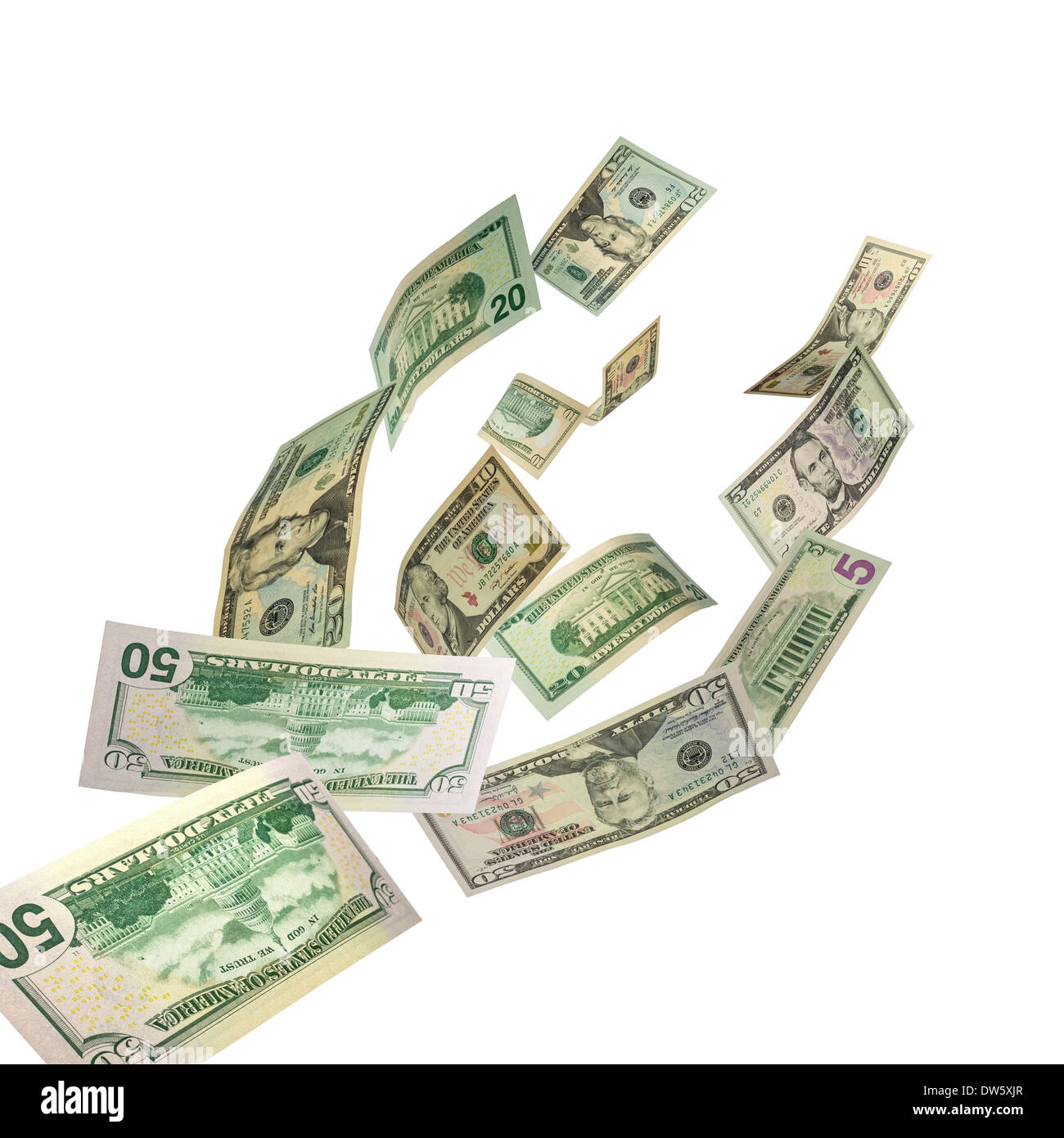 Flying dollar bills Cut Out Stock Images & Pictures - Alamy