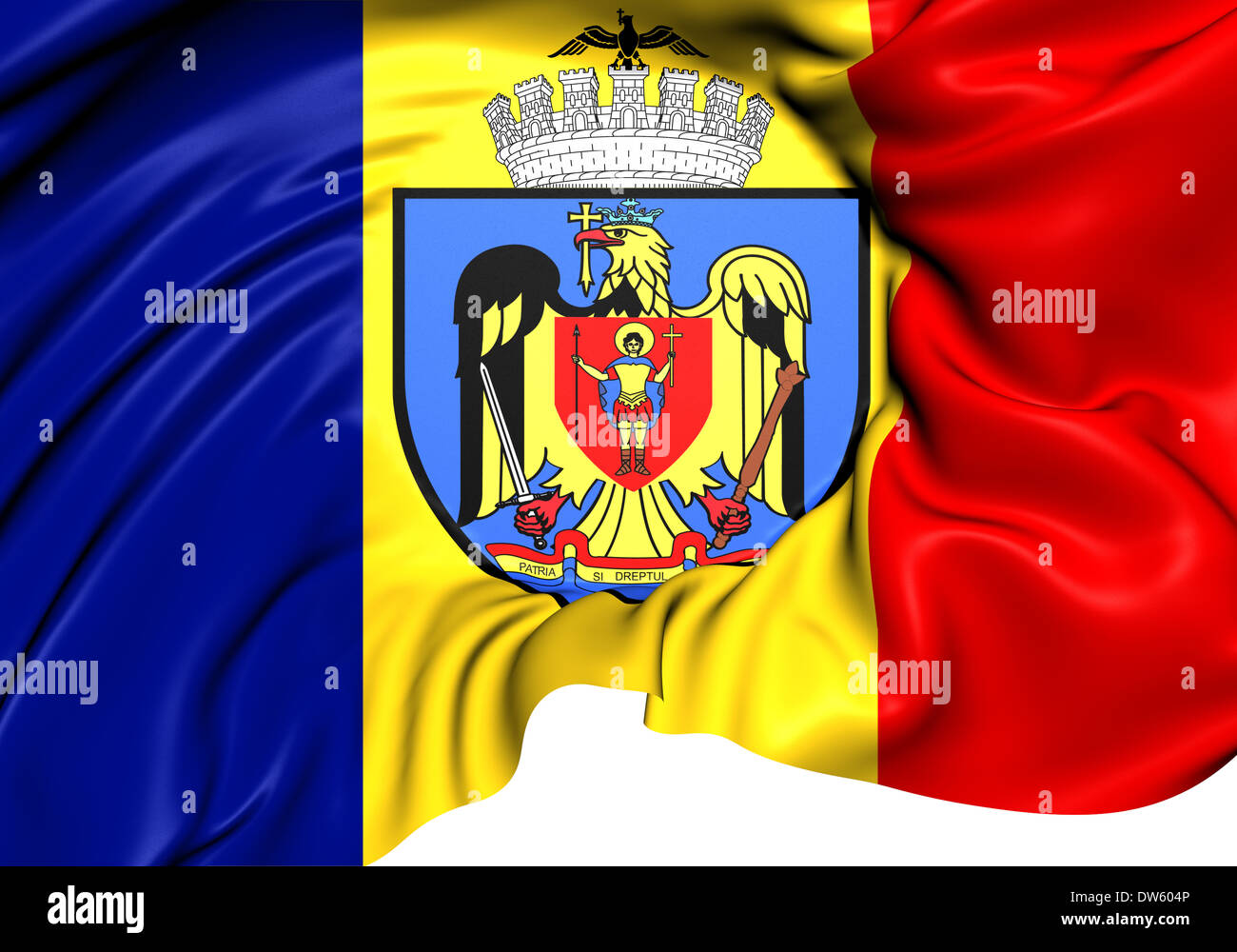 Flag of Bucharest, Romania. Close Up Stock Photo - Alamy