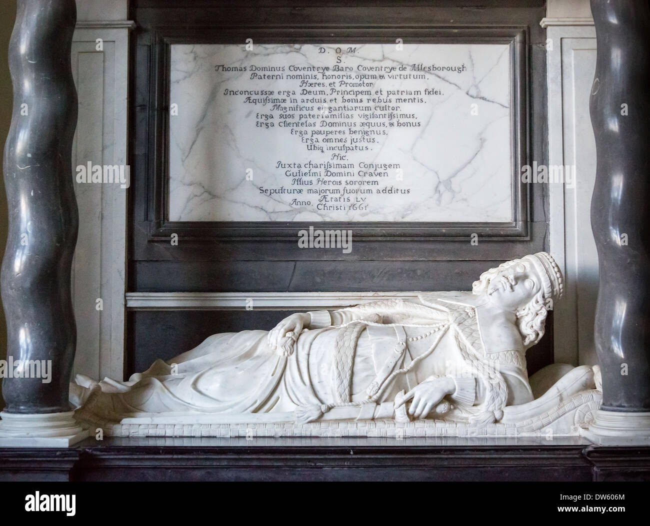 Lavish marble tomb of Thomas Coventry first Baron Coventry in St Mary ...