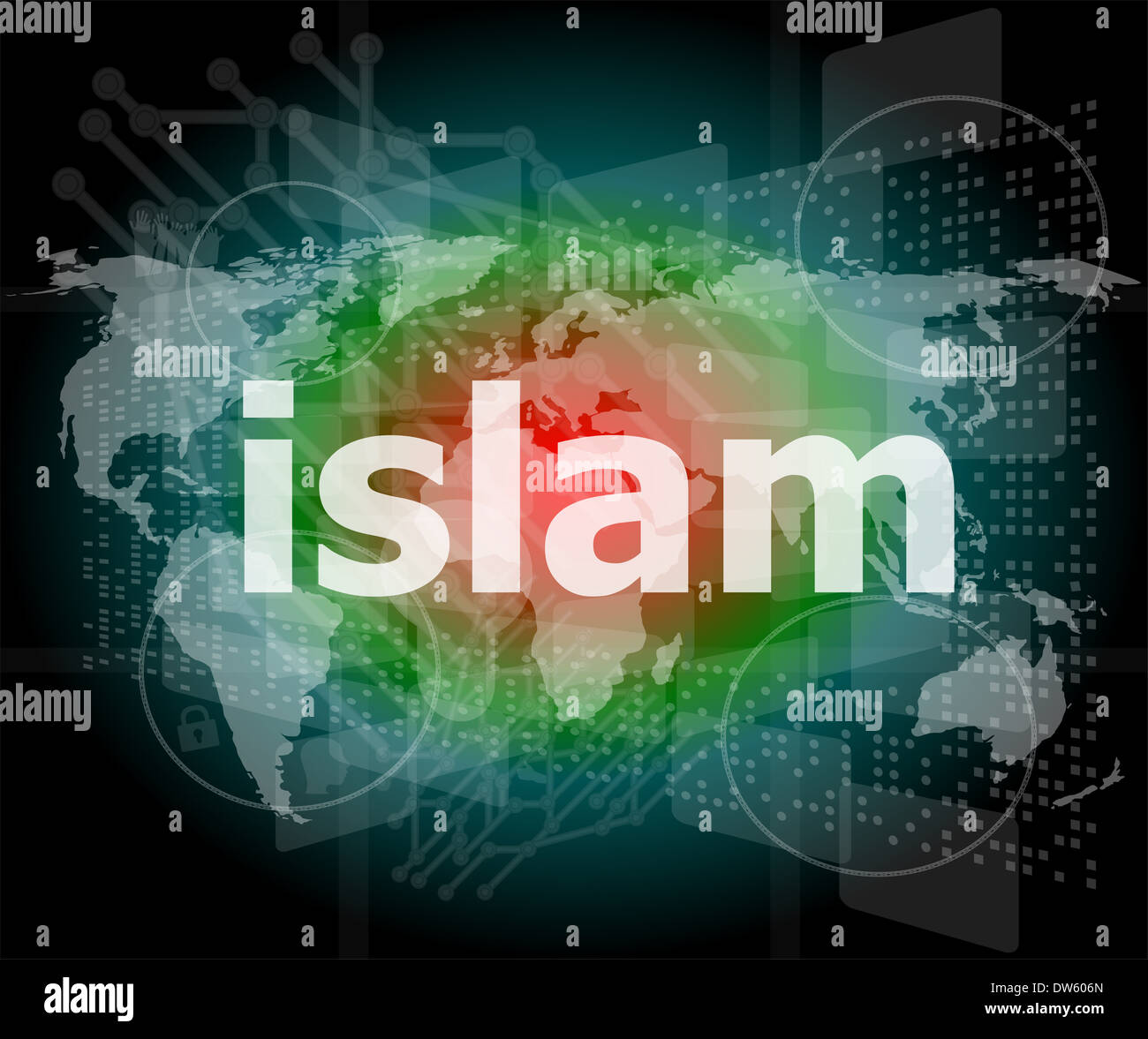 islam, hi-tech background, digital business touch screen Stock Photo ...