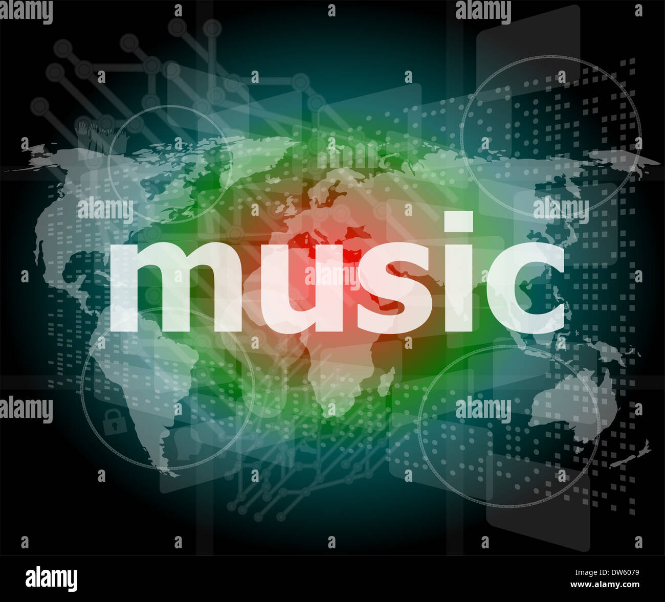 music word, backgrounds touch screen with transparent buttons. concept ...