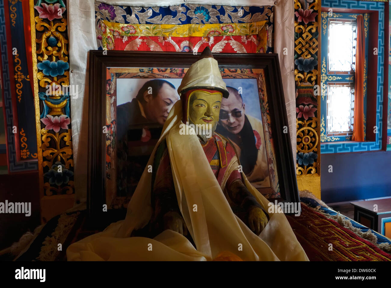 Interior of the Namia Gumba monastery in the Manaslu region of Nepal ...