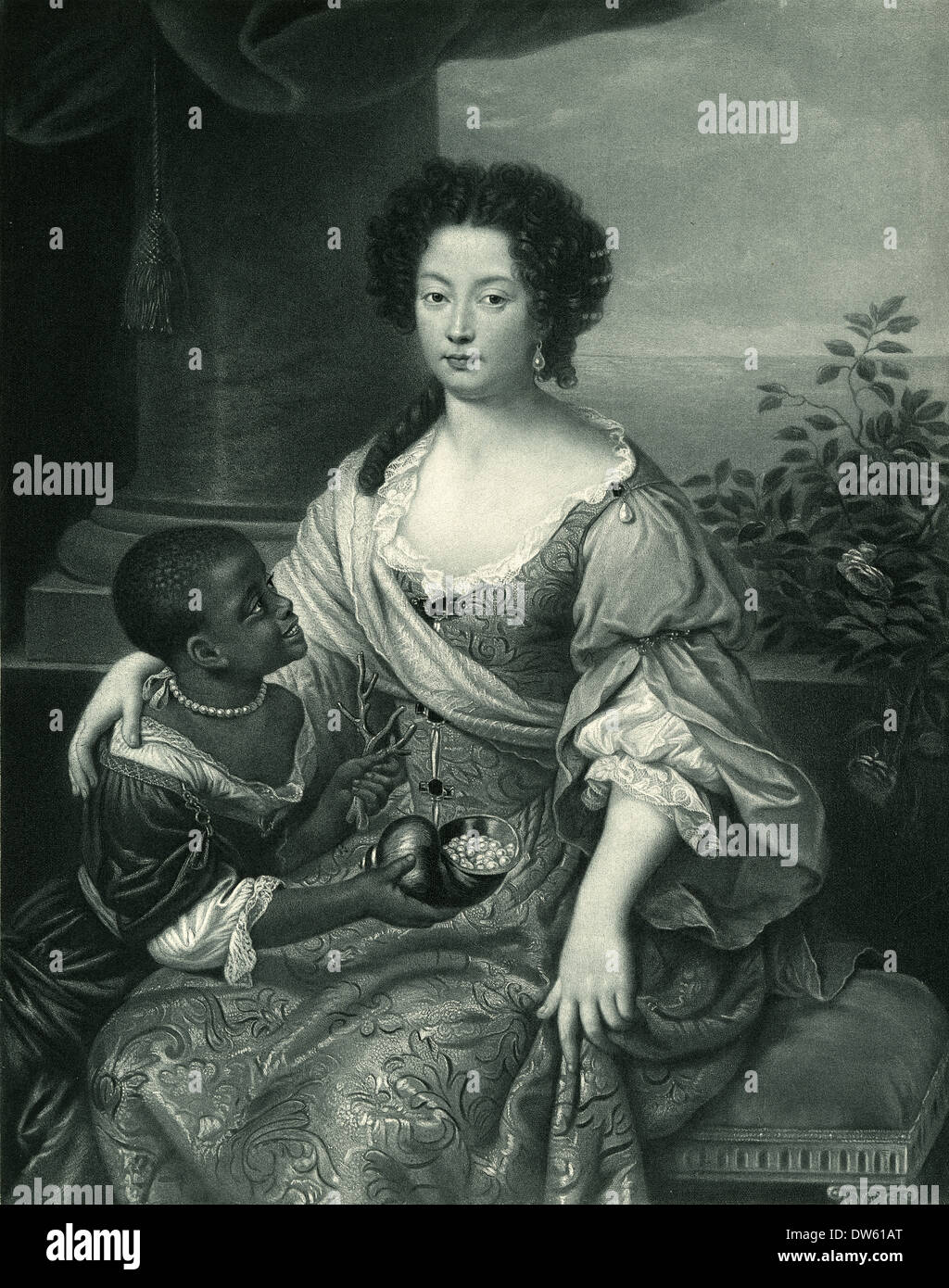 Antique engraving, Louise Renée de Penancoët de Kérouaille, Duchess of ...