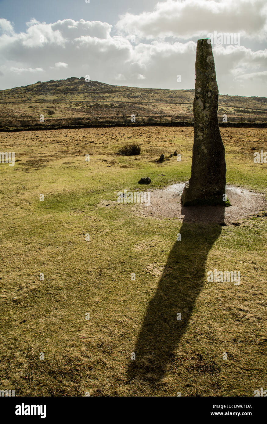 Standing stone in the Merrivale Stone Row complex in central Dartmoor ...