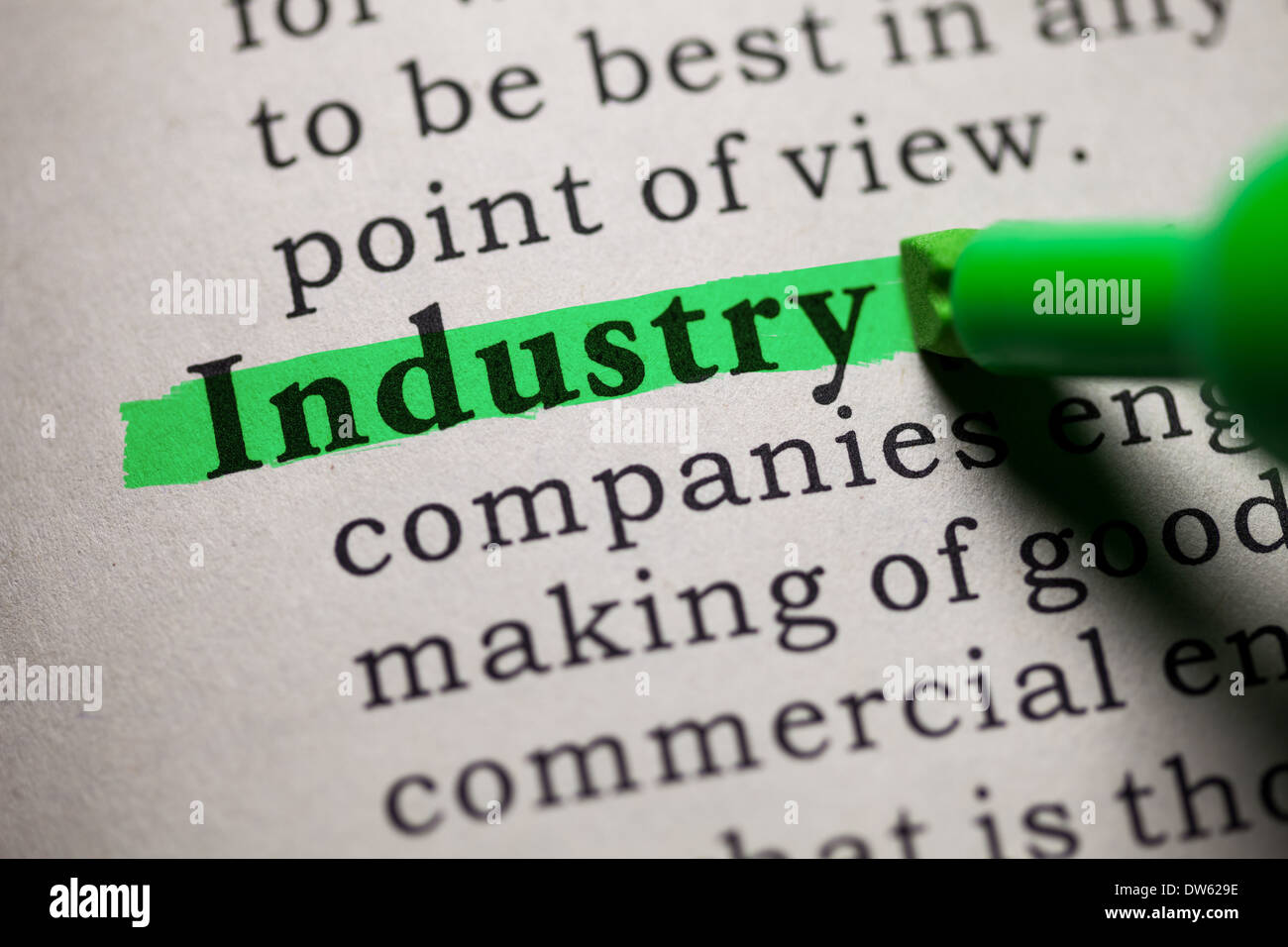 Fake Dictionary, definition of the word industry Stock Photo - Alamy