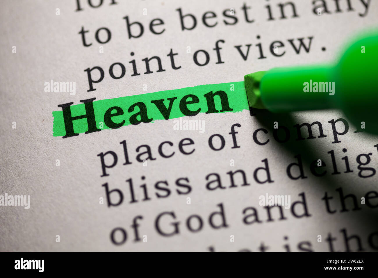 Fake Dictionary, definition of the word heaven Stock Photo - Alamy