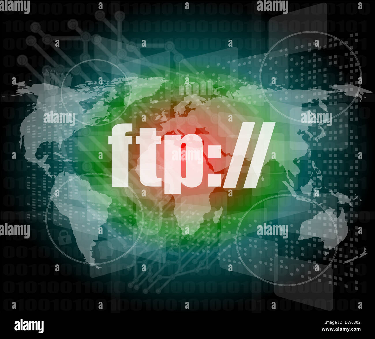 ftp word on digital screen, global communication concept Stock Photo - Alamy