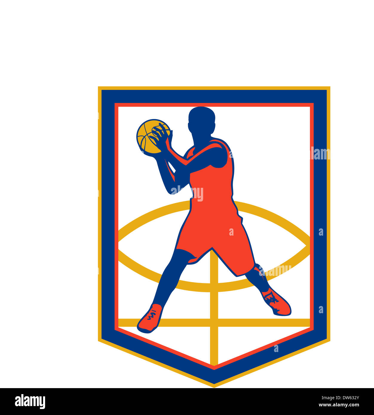 Illustration of a basketball player passing ball facing front set ...