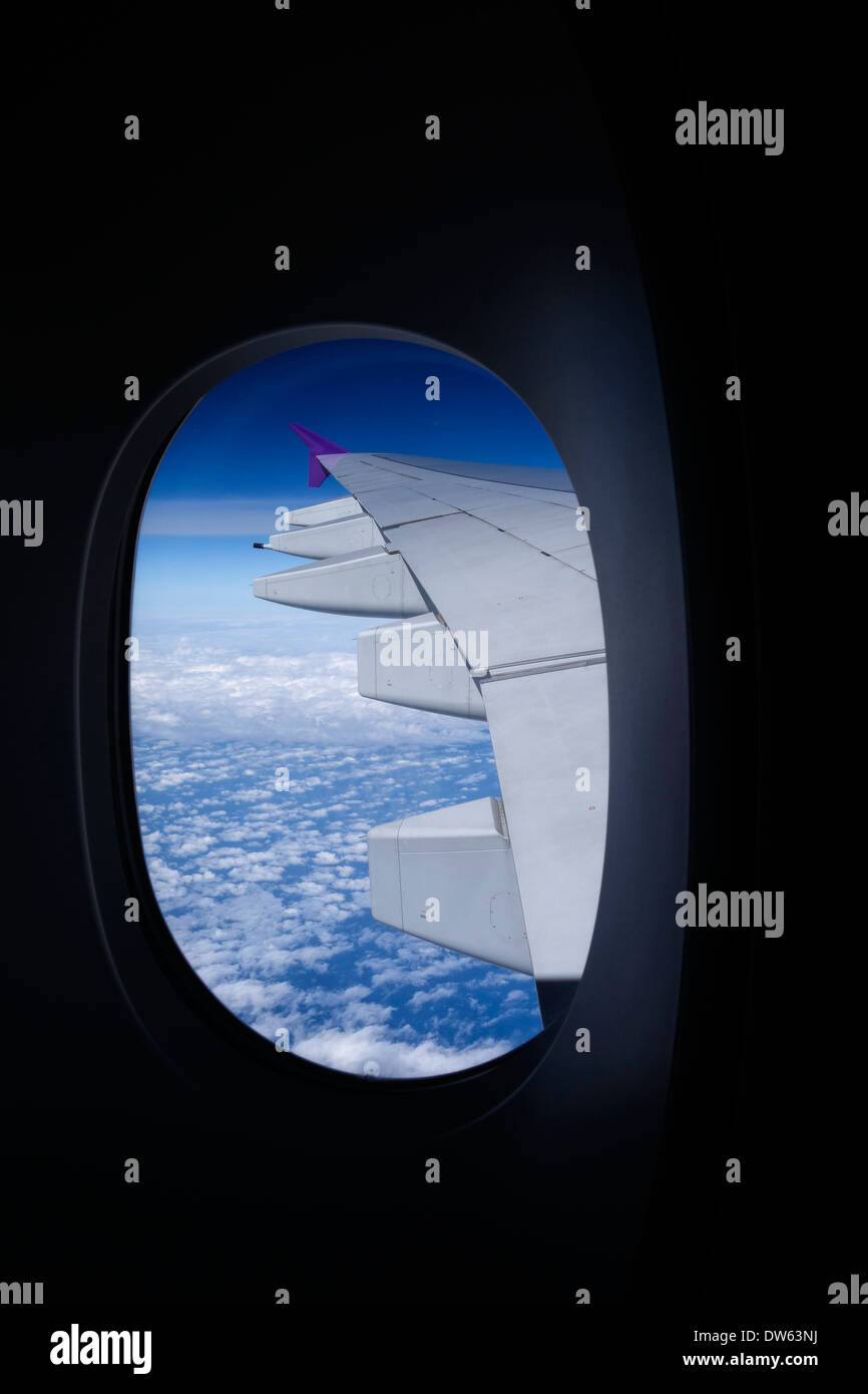 View out the window of an Airbus A380-800 jet Stock Photo - Alamy