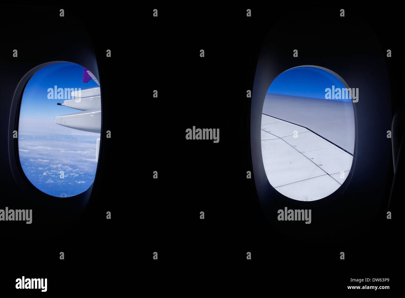 View out the window of an Airbus A380-800 jet Stock Photo - Alamy