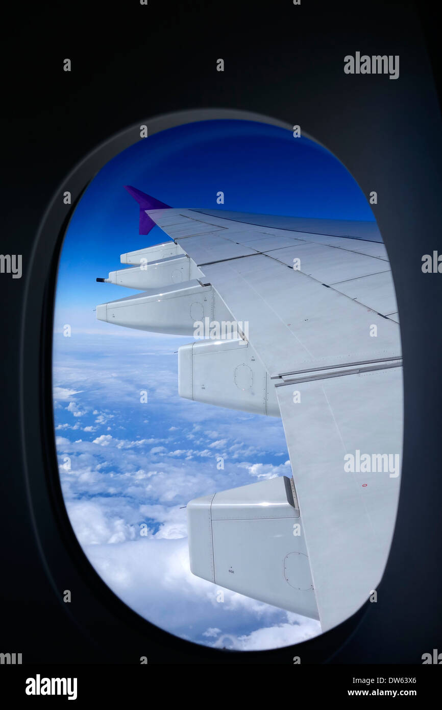 View out the window of an Airbus A380-800 jet Stock Photo - Alamy