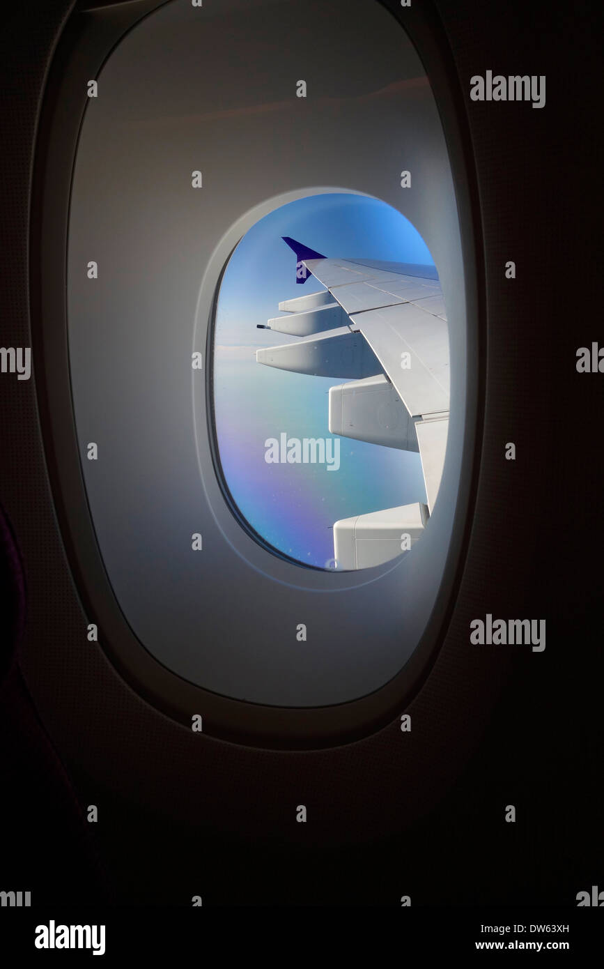 View out the window of an Airbus A380-800 jet Stock Photo - Alamy