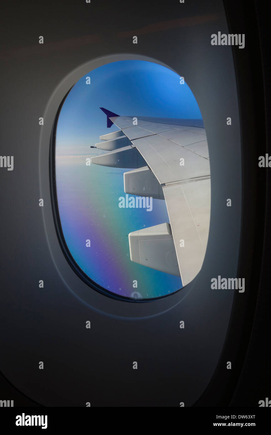 View out the window of an Airbus A380-800 jet Stock Photo - Alamy