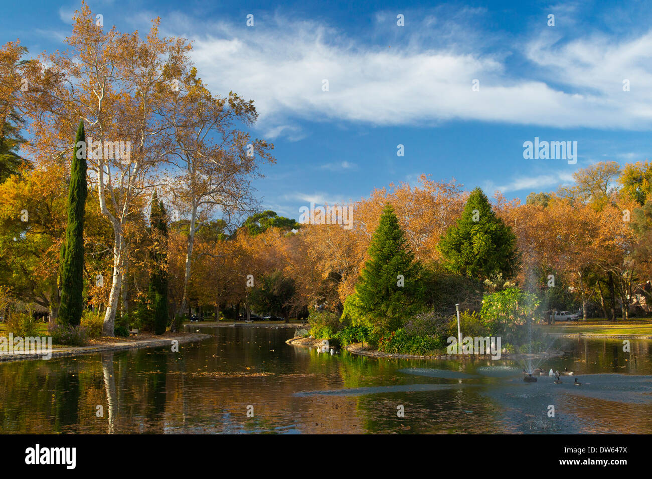 Fall colors in William Land Park, Sacramento, California Stock Photo ...