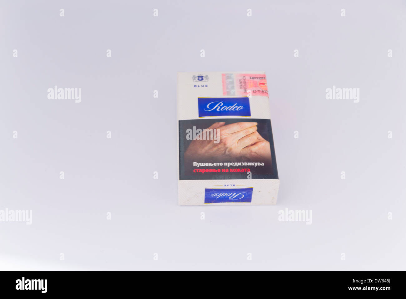 Rodeo cigarettes pack made in Prilep, Macedonia isolated on white ...