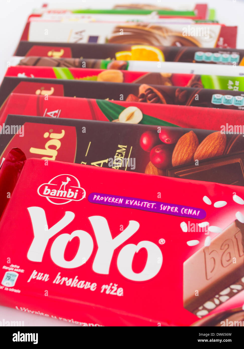 Balkan made chocolate bars Stock Photo - Alamy