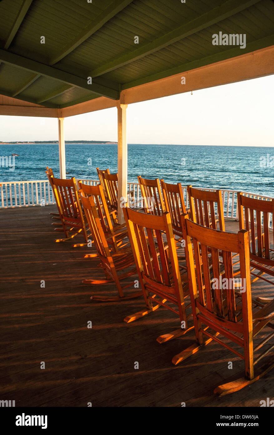 rocking chairs Surf hotel porch Block Island RI ocean Stock Photo - Alamy