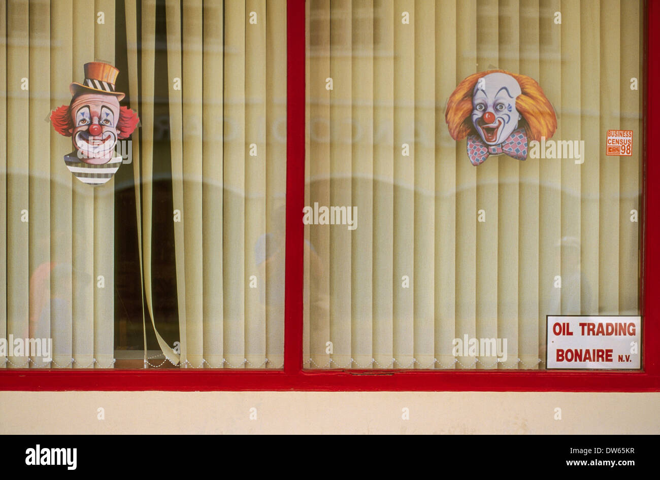 Bonaire Caribbean island color store front Kralendijk clowns blinds ...