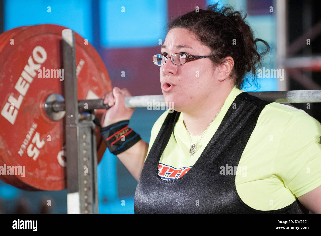 Columbus, Ohio. 28th February, 2014-Bonica Brown-Lough prepares to squat at the 2014 ...