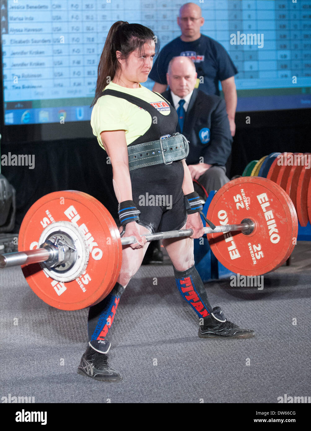 Columbus, Ohio. 28th February, 2014-Cheryl Anderson deadlifts at the ...