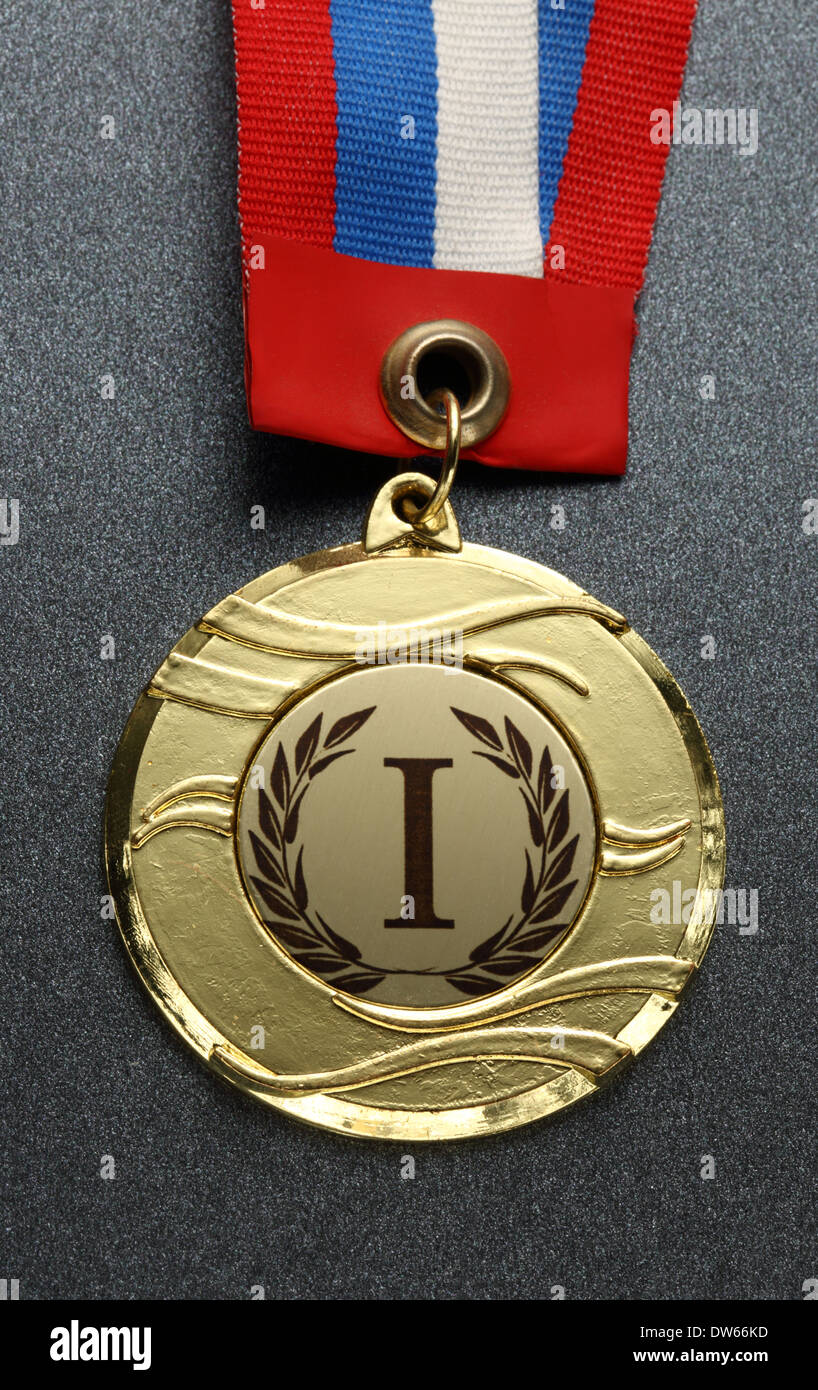Metal medal with tricolor ribbon Stock Photo - Alamy