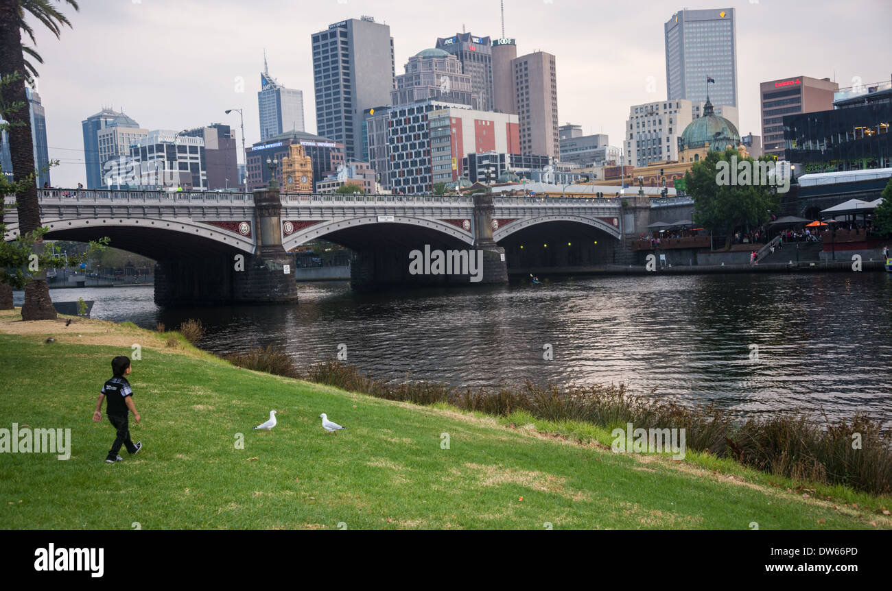 Melbourne skyline bridge view Victoria Australia city portrait backdrop ...