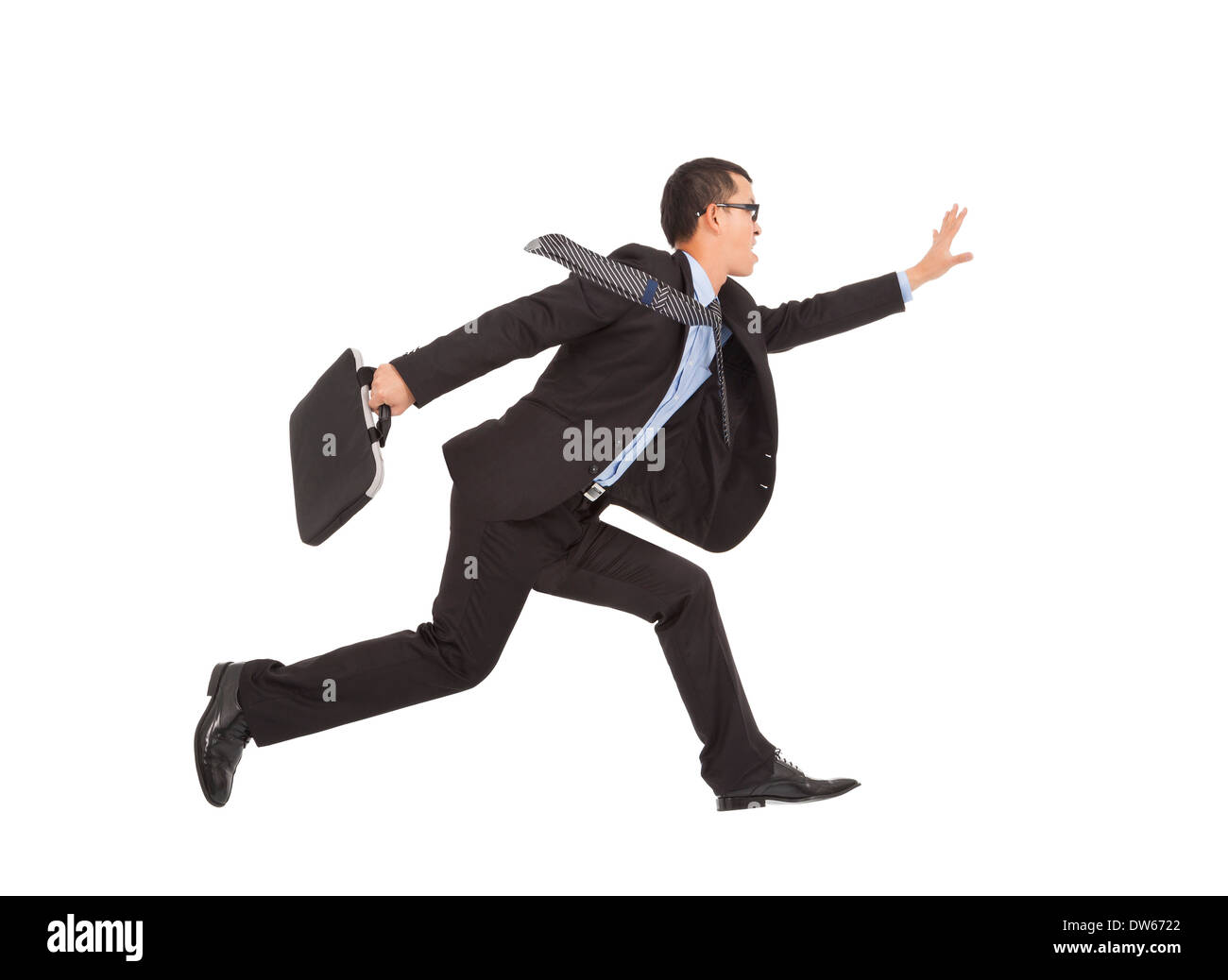 positive businessman running to catch goal.isolated on white Stock ...