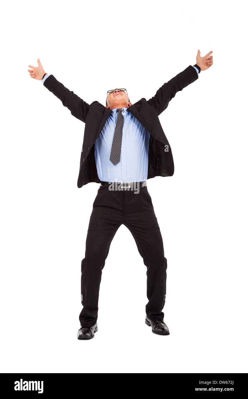 businessman raise arms up to win the competition Stock Photo - Alamy
