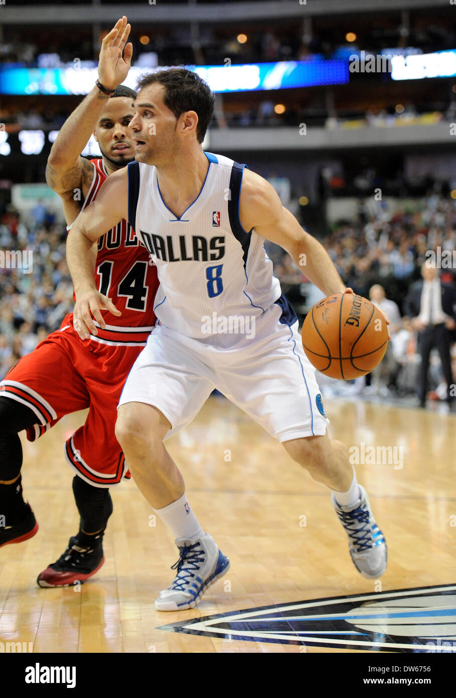 Dallas, USA. 28th Feb, 2014. Dallas Mavericks point guard Jose Calderon ...