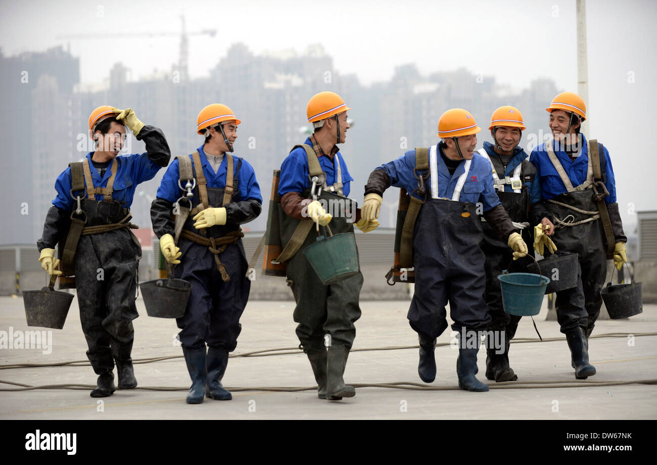 Chengdu, China's Sichuan Province. 25th Feb, 2014. "Spiderman" (window ...